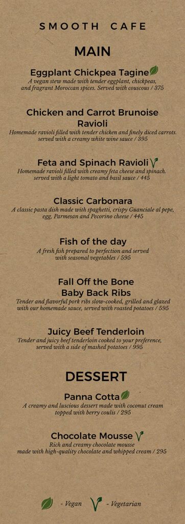 Menu – Smooth Cafe